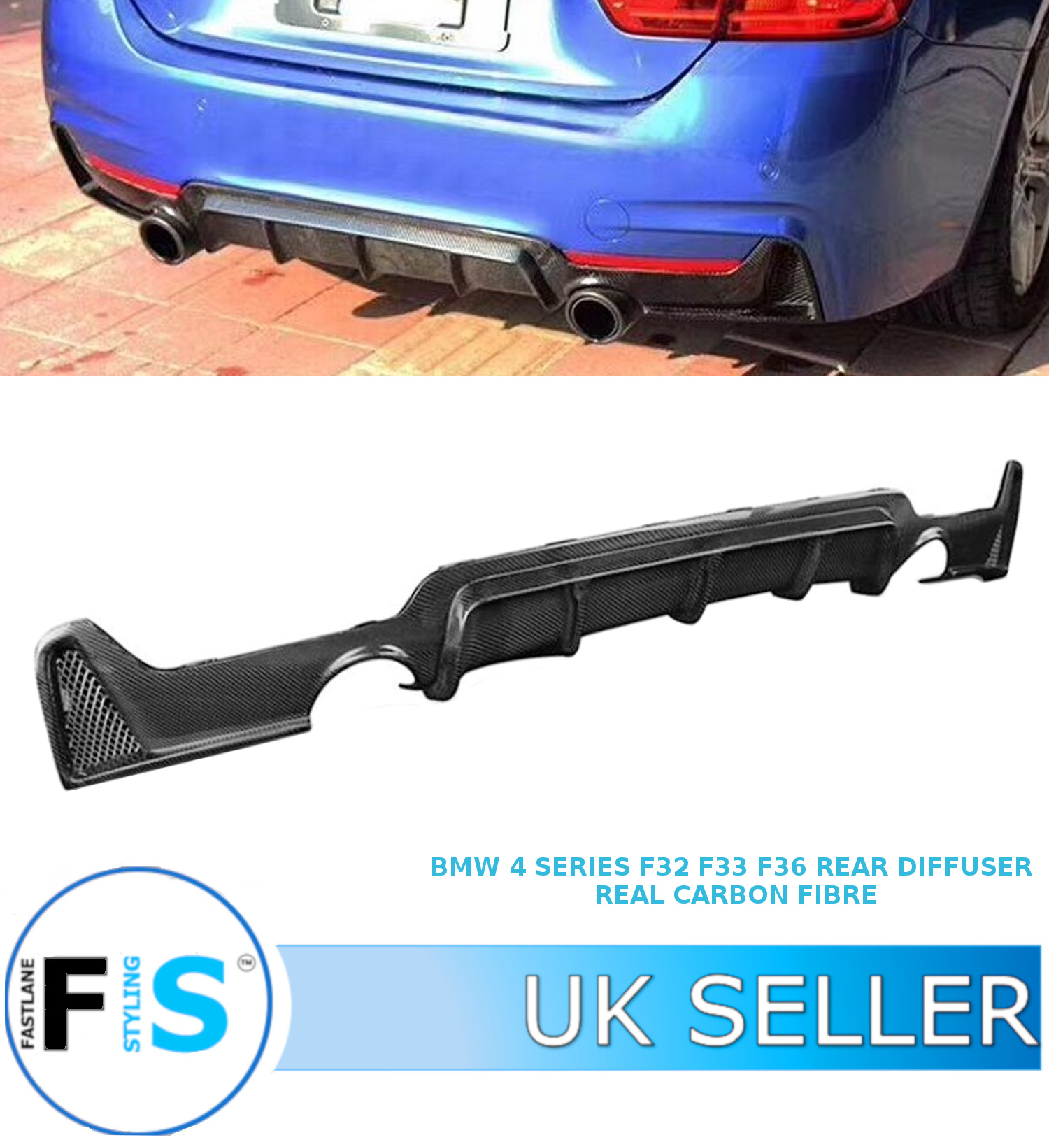 BMW F32 F33 F36 4 SERIES PERFORMANCE M SPORT REAR DIFFUSER REAL CARBON ...
