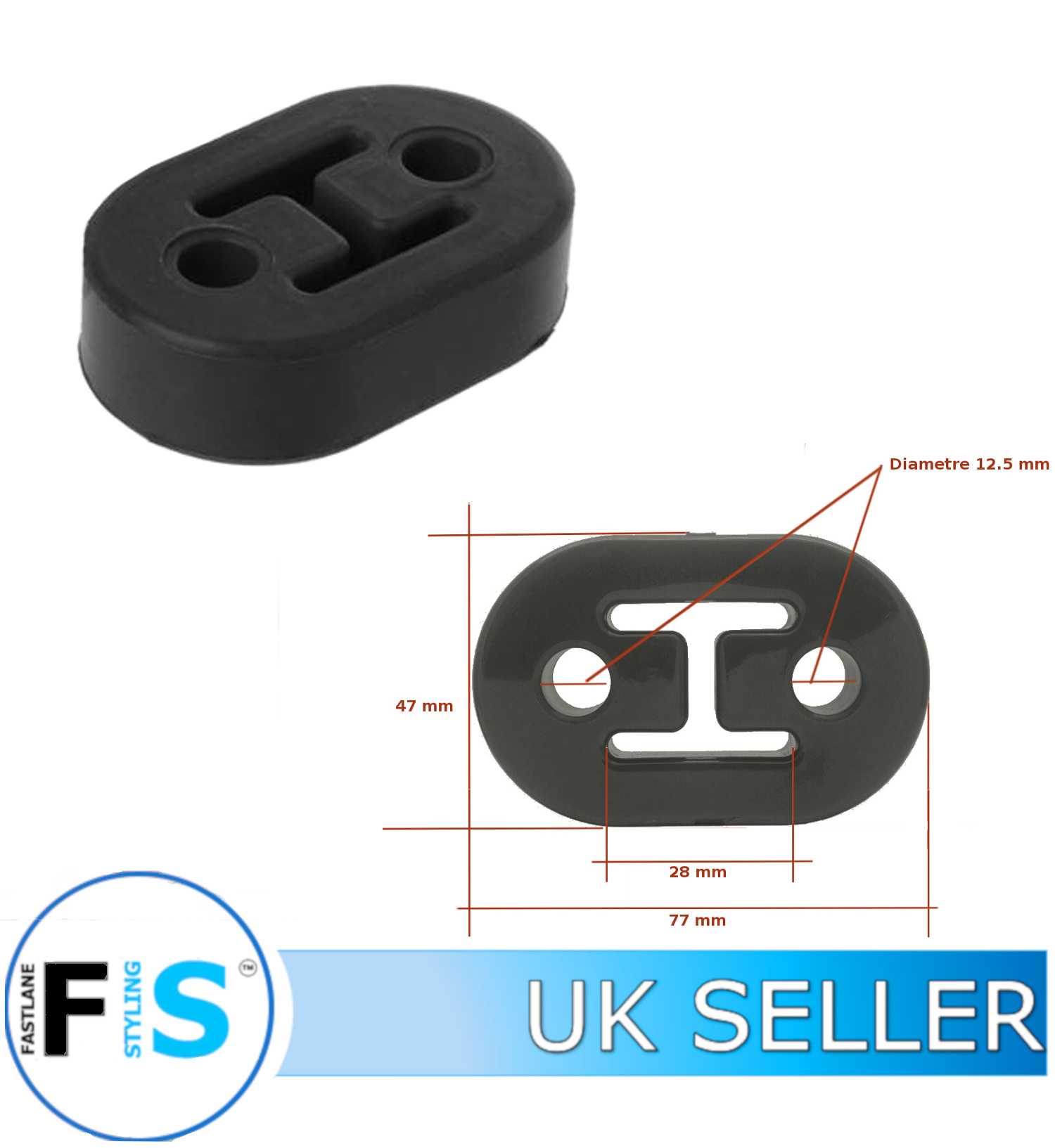 EXHAUST RUBBER SPORT POLYURETHANE HEAVY DUTY HANGER BRACKET MOUNT BLACK ...