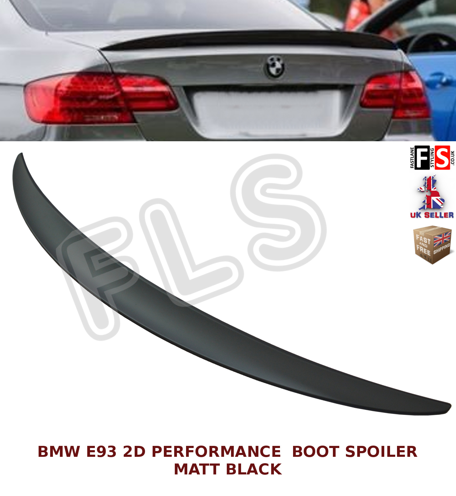 BMW 3 SERIES E93 2D PERFORMANCE REAR TRUNK LIP BOOT SPOILER MATTE BLACK ...