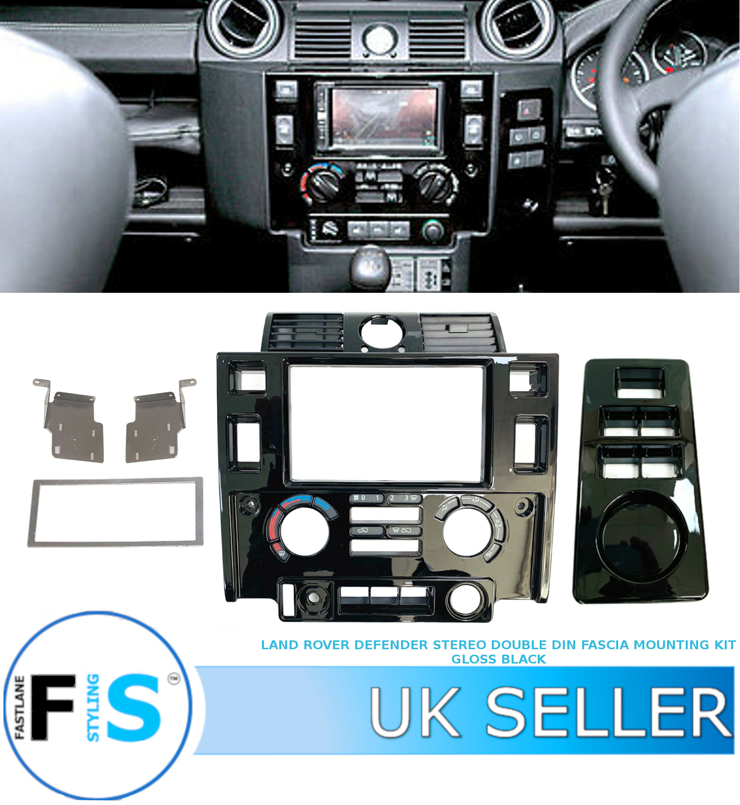 LAND ROVER DEFENDER DOUBLE DIN STEREO KIT FASCIA SOUND SYSTEM PANEL ...