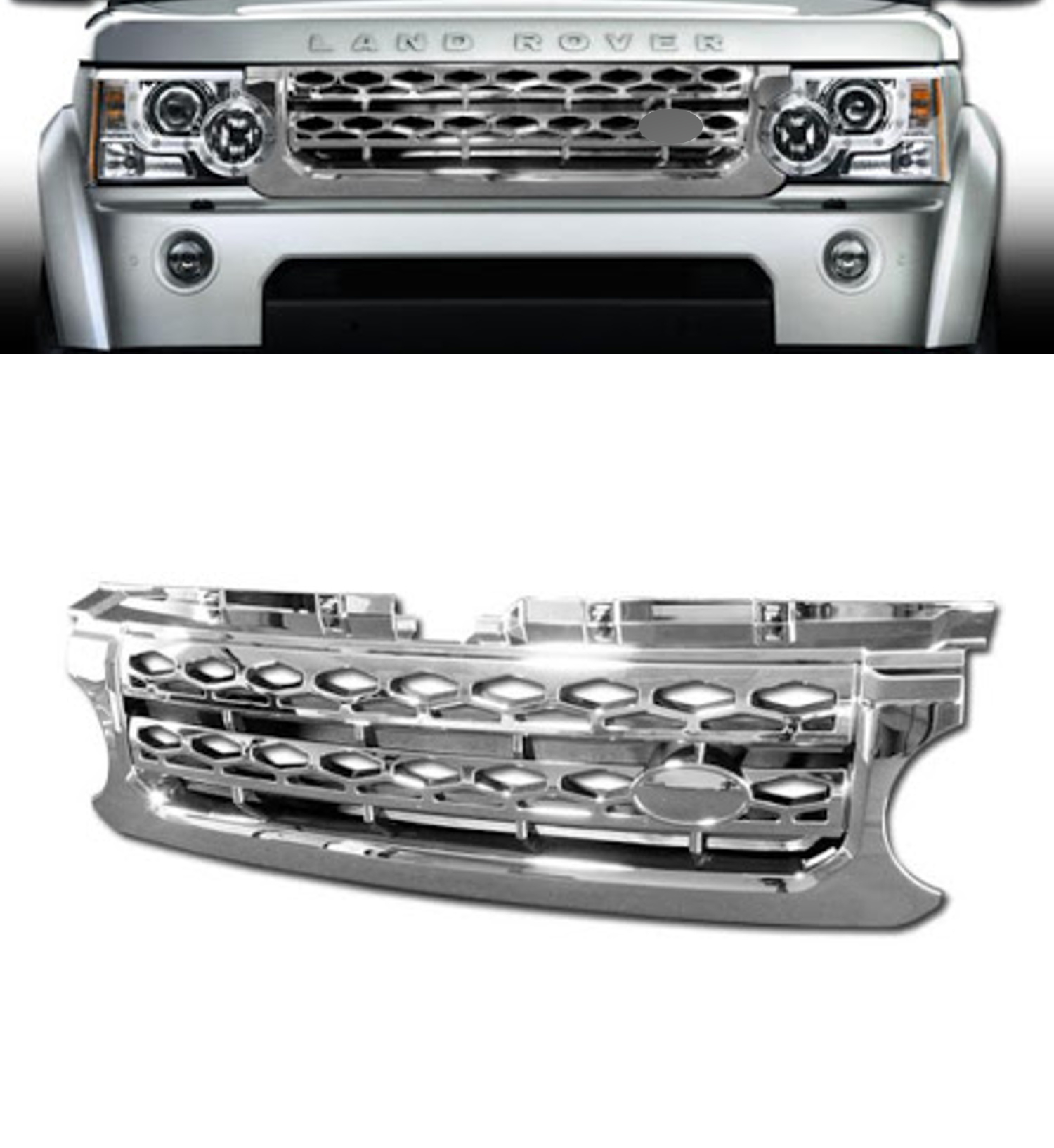 LAND ROVER DISCOVERY 4 FRONT GRILLE ALL CHROME 100% OEM FIT 2009-2014 ...