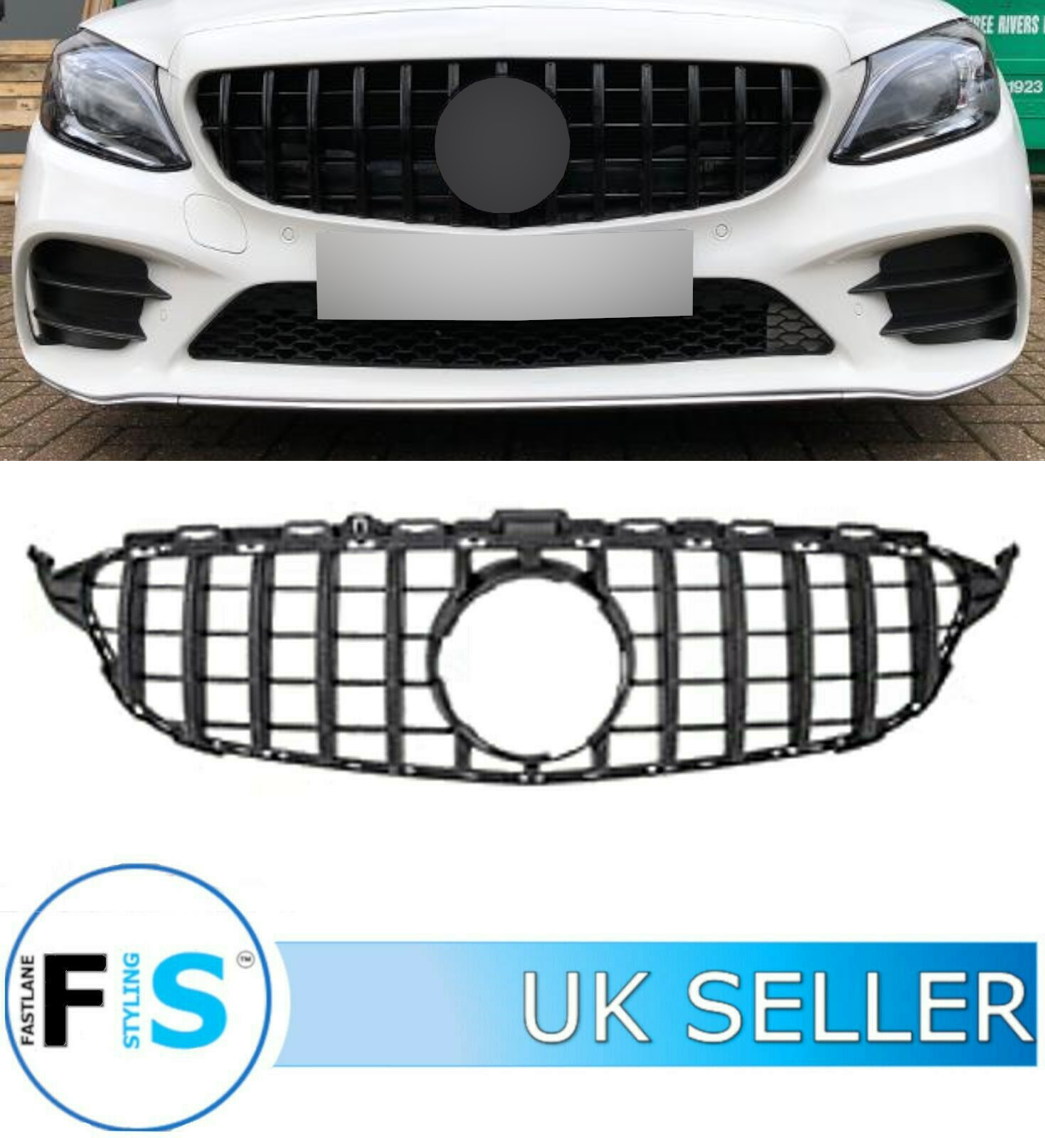 MERCEDES C CLASS W205 C205 FRONT GRILLE PANAMERICANA GT STYLE GLOSS ...