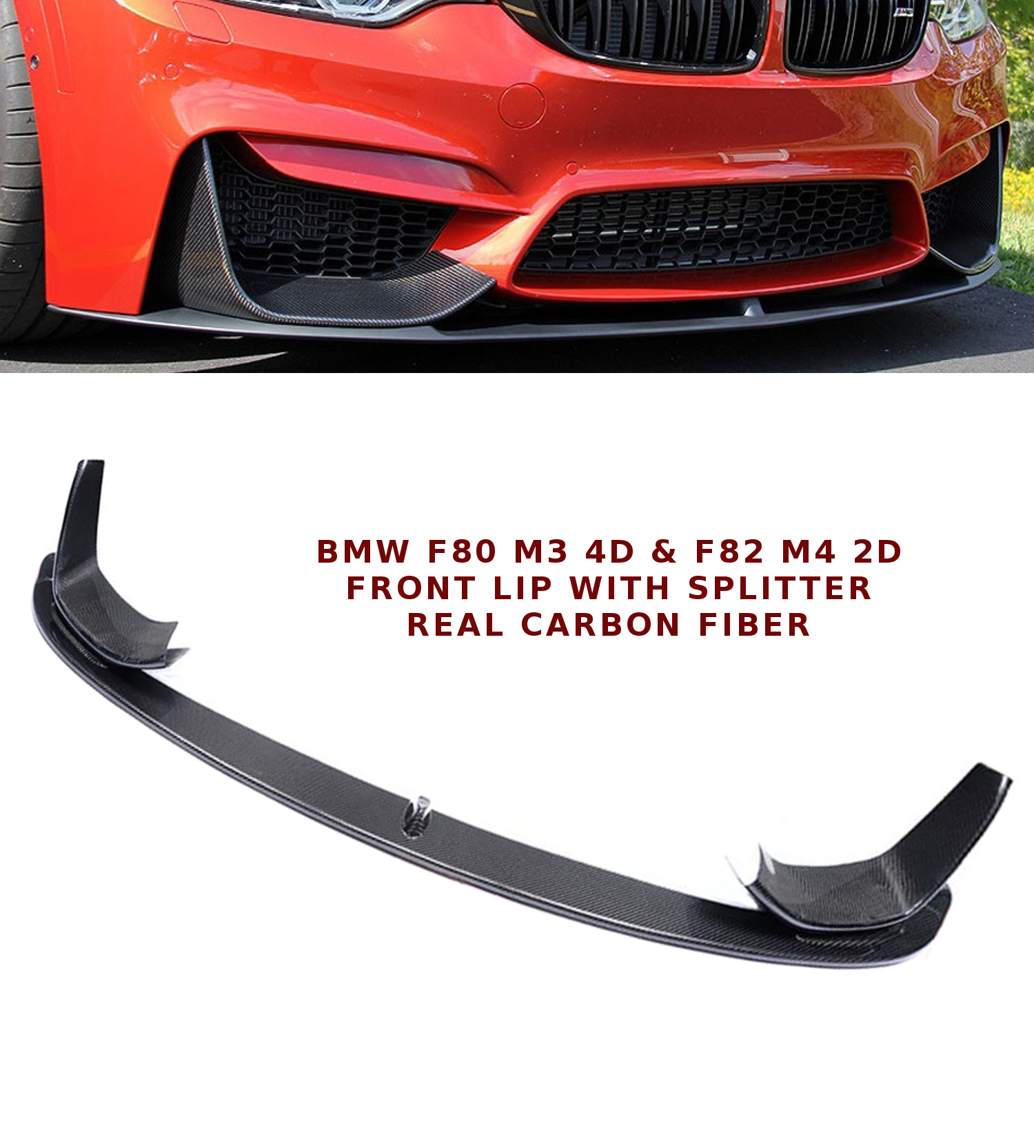 BMW F80 F82 F83 M3 M4 CARBON FIBRE FRONT SPLITTER LIP SPOILER ...