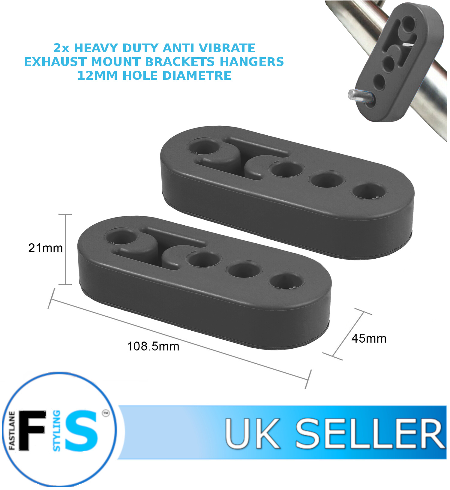 2x UNIVERSAL EXHAUST MOUNT RUBBER BRACKET HANGER ANTI VIBRATE INSULATOR ...