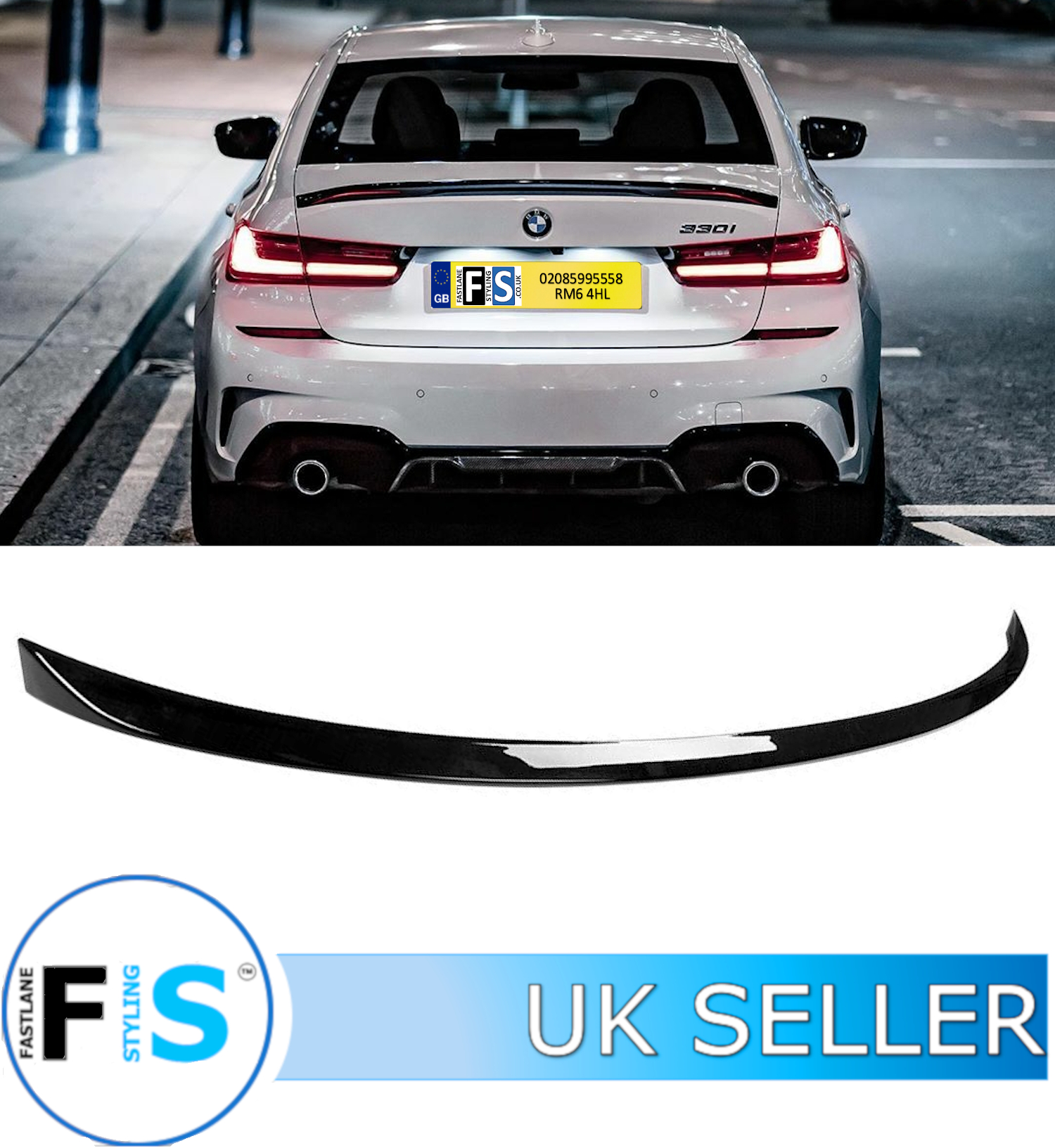 BMW 3 SERIES G20 M PERFORMANCE SPORT GLOSS BLACK BOOT TRUNK SPOILER ...