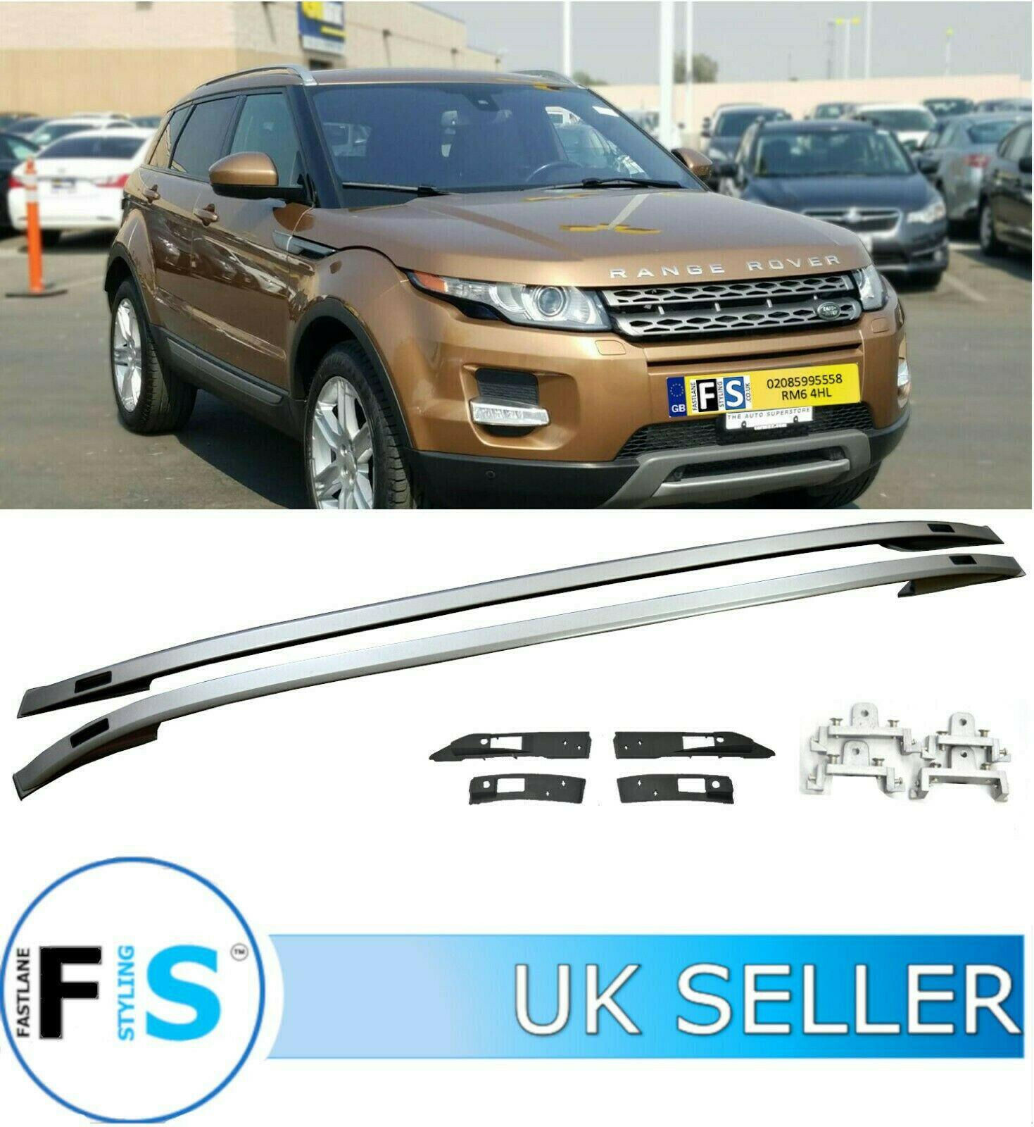 RANGE ROVER EVOQUE L538 2011+ SILVER ALUMINIUM ROOF RAILS RACK BARS OEM ...