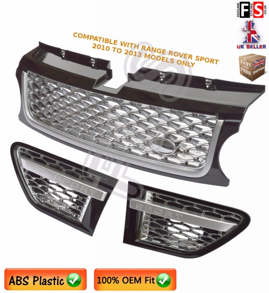 RANGE ROVER SPORT FRONT GRILLE SIDE VENTS SET AUTOBIOGRAPHY STYLE BLACK ...
