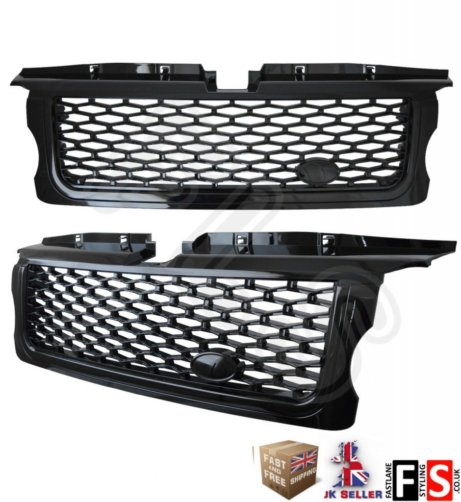 RANGE ROVER SPORT FRONT GRILLE 05-09 AUTOBIOGRAPHY STYLE LOOK ALL BLACK ...