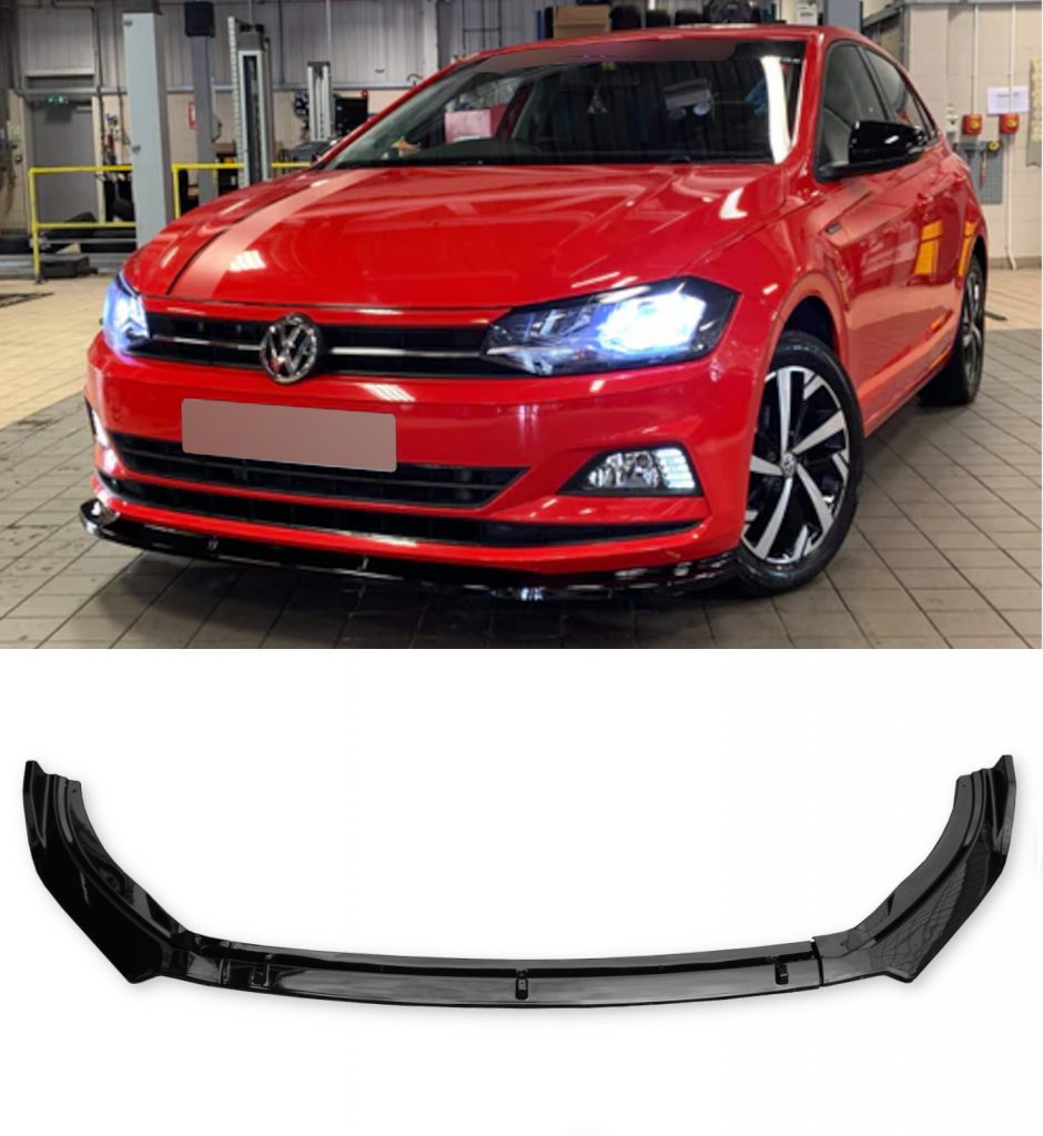 FRONT LIP SPLITTER LOWER SPOILER GLOSS BLACK FOR VW POLO MK6 2017 ...
