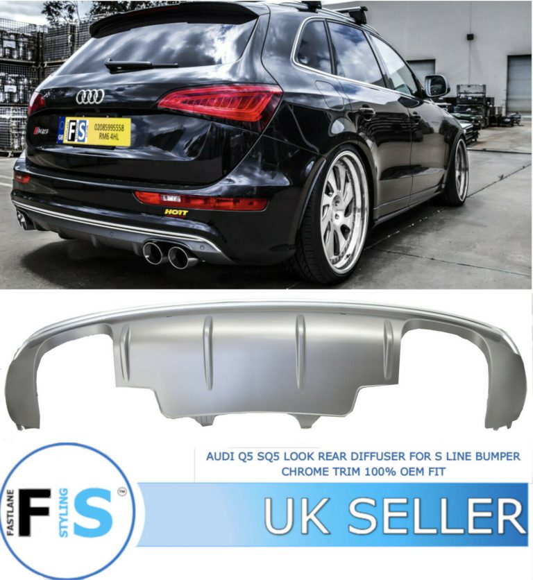 REAR DIFFUSER WITH SILVER STRIP SQ5 QUAD LOOK GREY FOR AUDI Q5 8R S ...