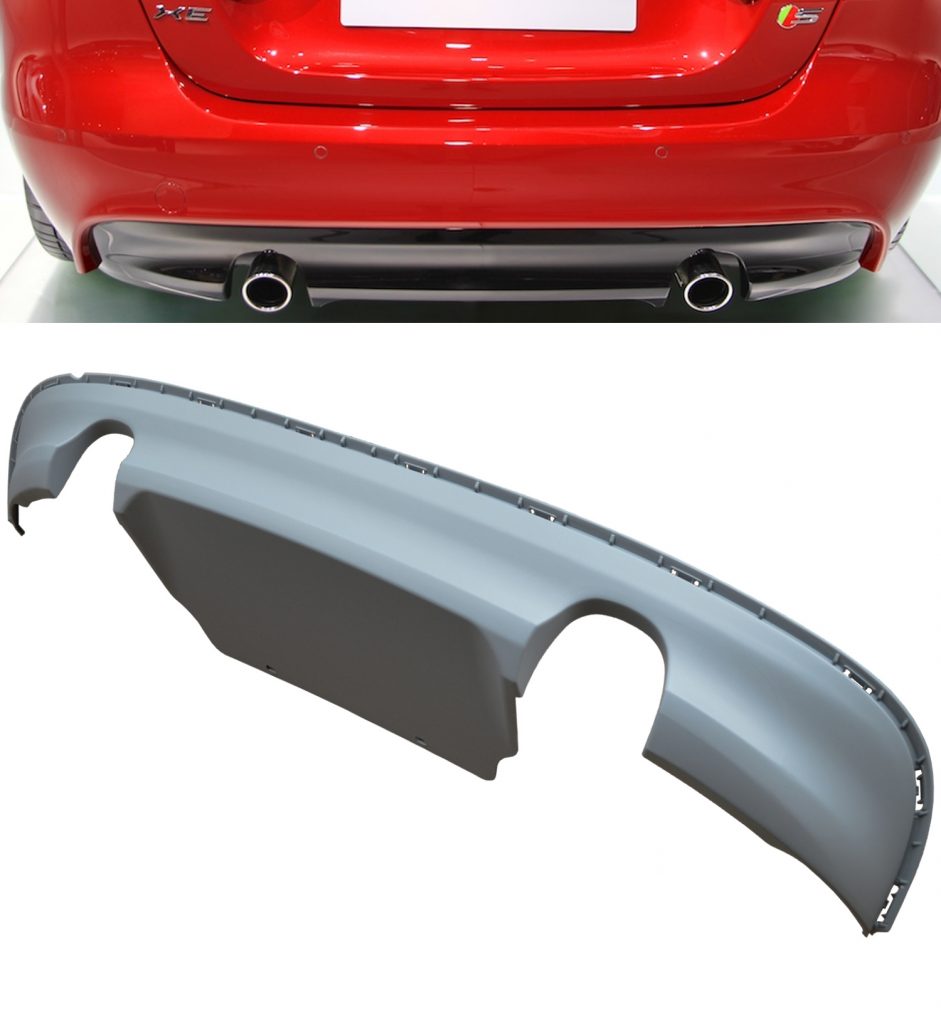 JAGUAR XE S XF DUAL SINGLE OUTLET REAR DIFFUSER BUMPER VALANCE 2015 UP ...