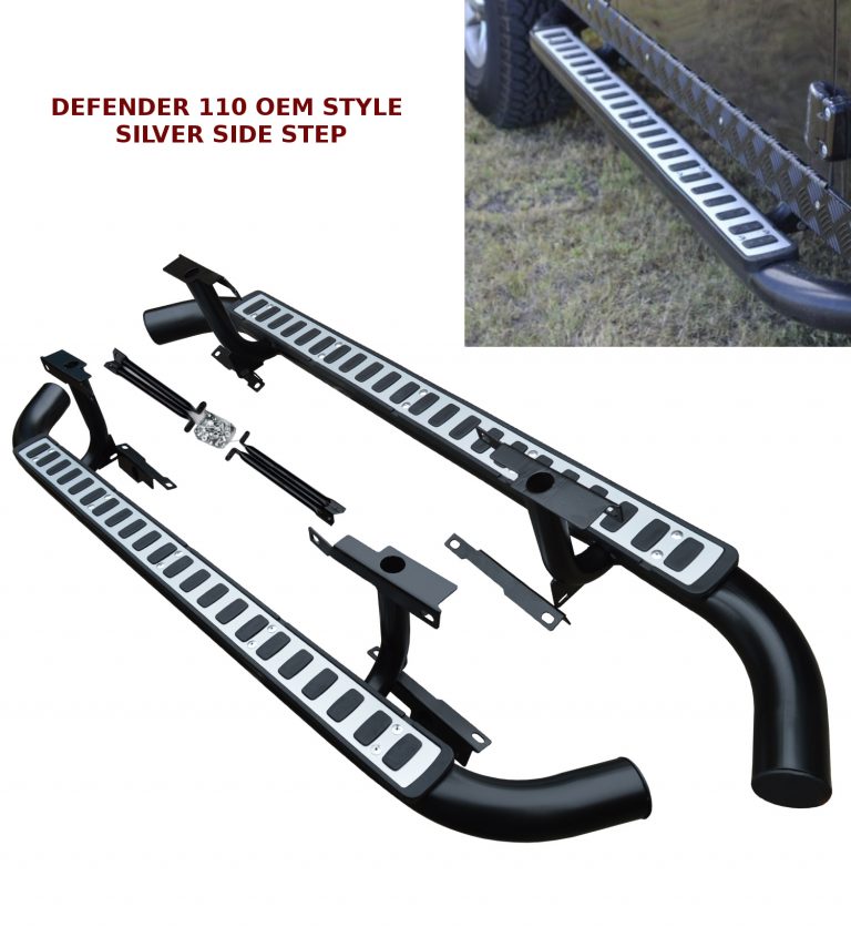 SIDE STEPS RUNNING BOARDS SILVER FOR LAND ROVER DEFENDER 110 L316 12-16 ...
