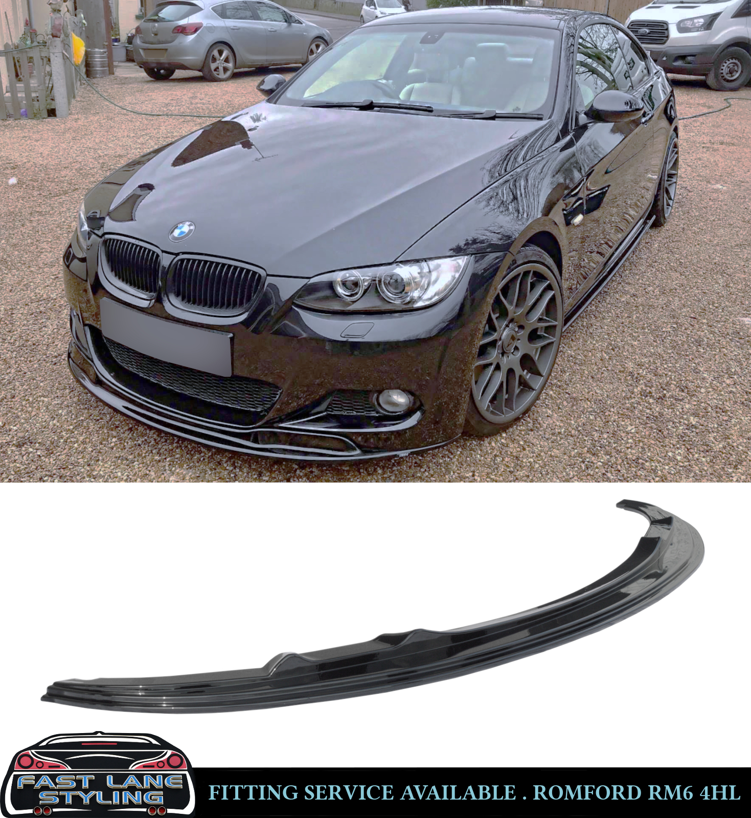 FRONT SPLITTER GLOSS BLACK M PERFORMANCE FOR BMW 3 SERIES E92 E93 PRE ...