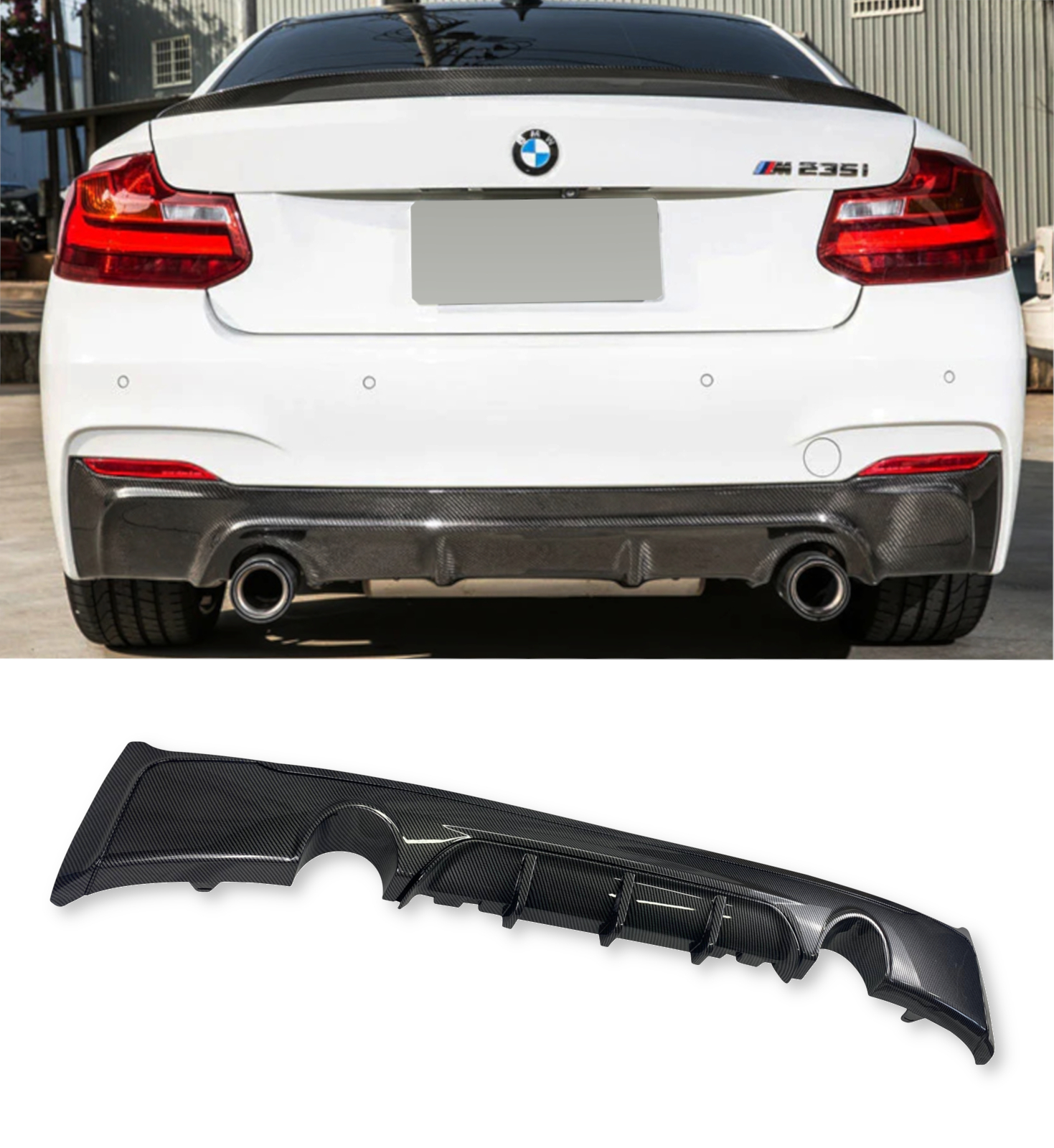 REAR DIFFUSER M240i STYLE CARBON LOOK FOR BMW 2 SERIES F22 F23 2014 ...