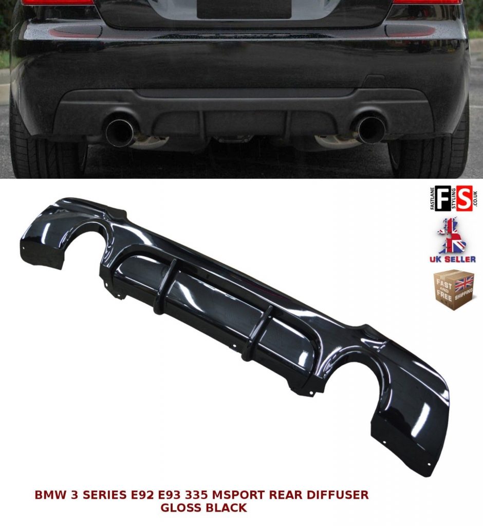 BMW 3 SERIES E92 E93 335i MSPORT REAR DIFFUSER SPLITTER VALANCE GLOSS ...
