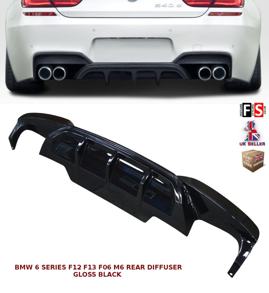 REAR DIFFUSER GLOSS BLACK FOR BMW 6 SERIES F12 F13 F06 M6 M SPORT 2011 ...